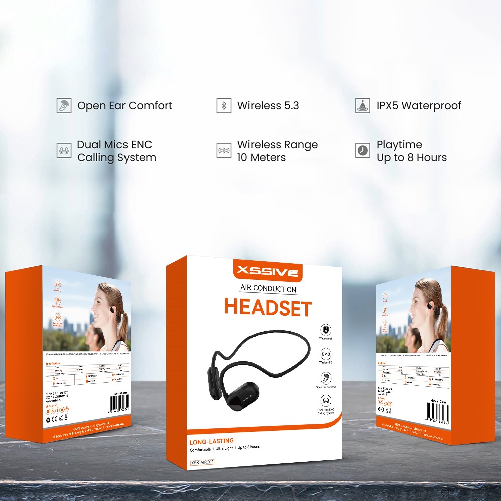 Xssive Open Ear Air Conduction Headset XSS-AIRC02 - Black | MondiParts B.V.