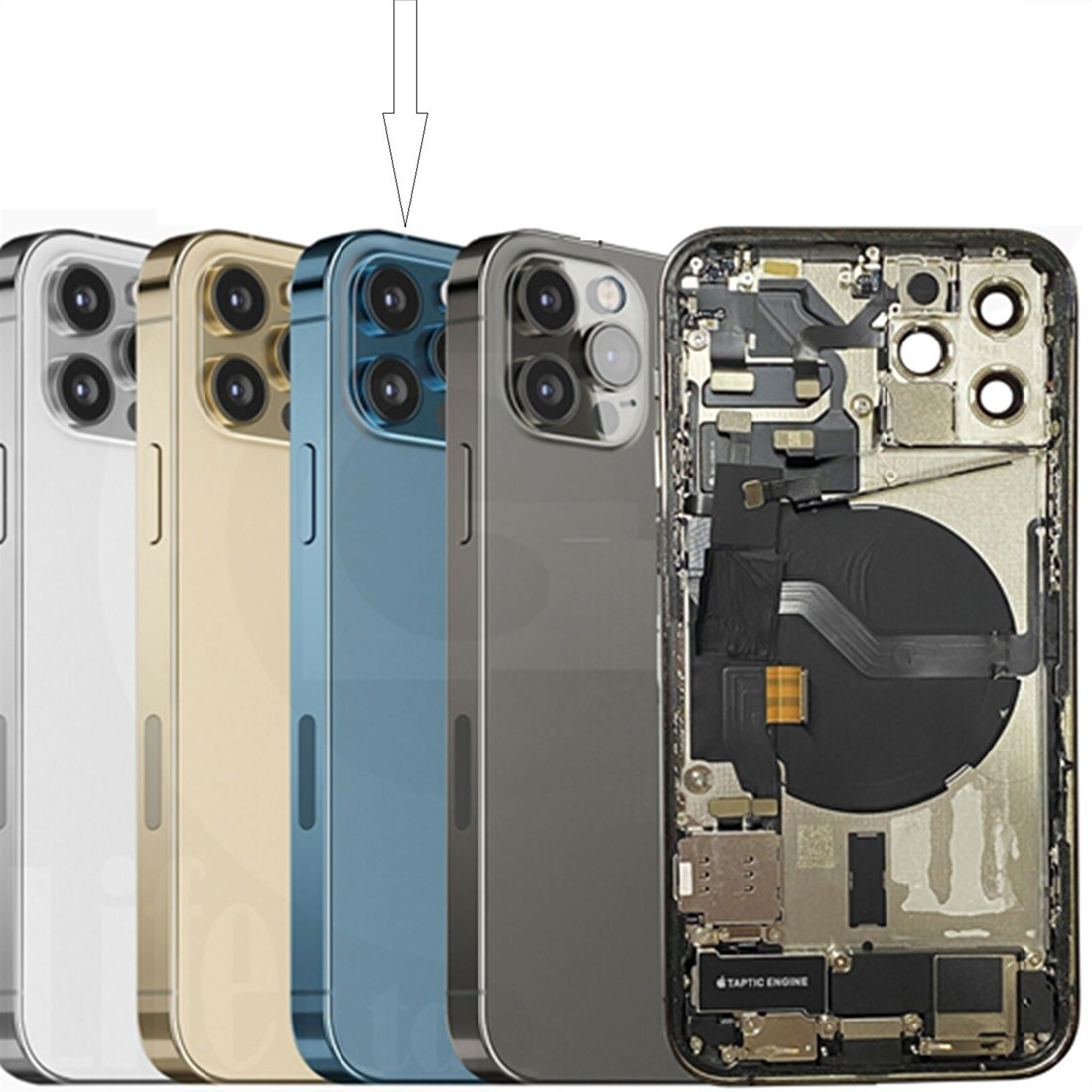 iPhone 12 Pro Max - Back Housing Complete no Battery (Pulled) - Blauw ...