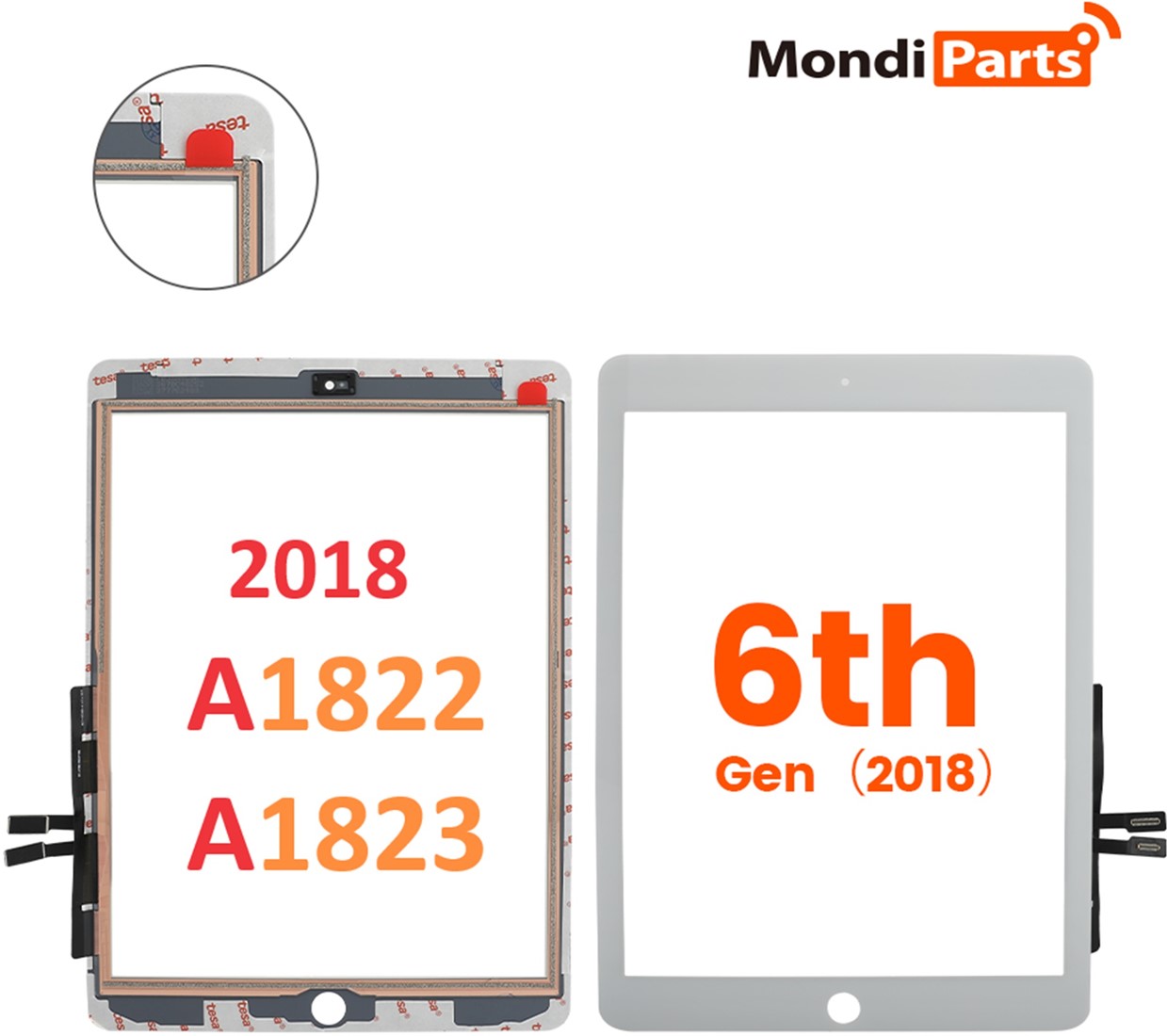 iPad 6e gen. 2018 - Touch Screen Compatible - Wit | MondiParts B.V.
