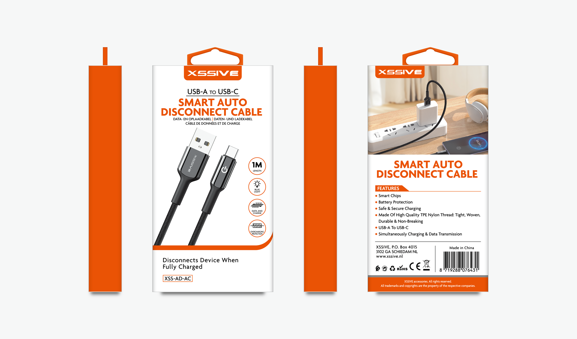 Xssive Auto Disconnect USB Type-C Cable 1m XSS-AD-AC | MondiParts B.V.