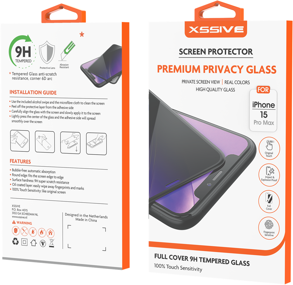 Xssive GoldLine Privacy Tempered Glass iPhone 15 Pro Max - Zwart ...