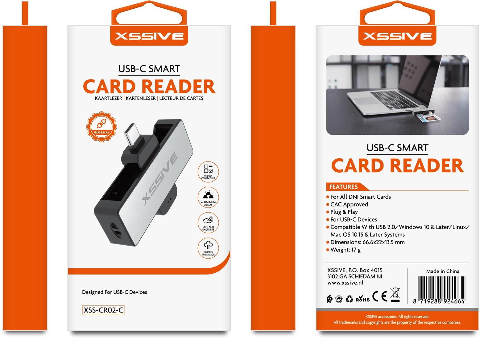 Xssive USB-C Smart ID Card Reader XSS-CR02-C | MondiParts B.V.