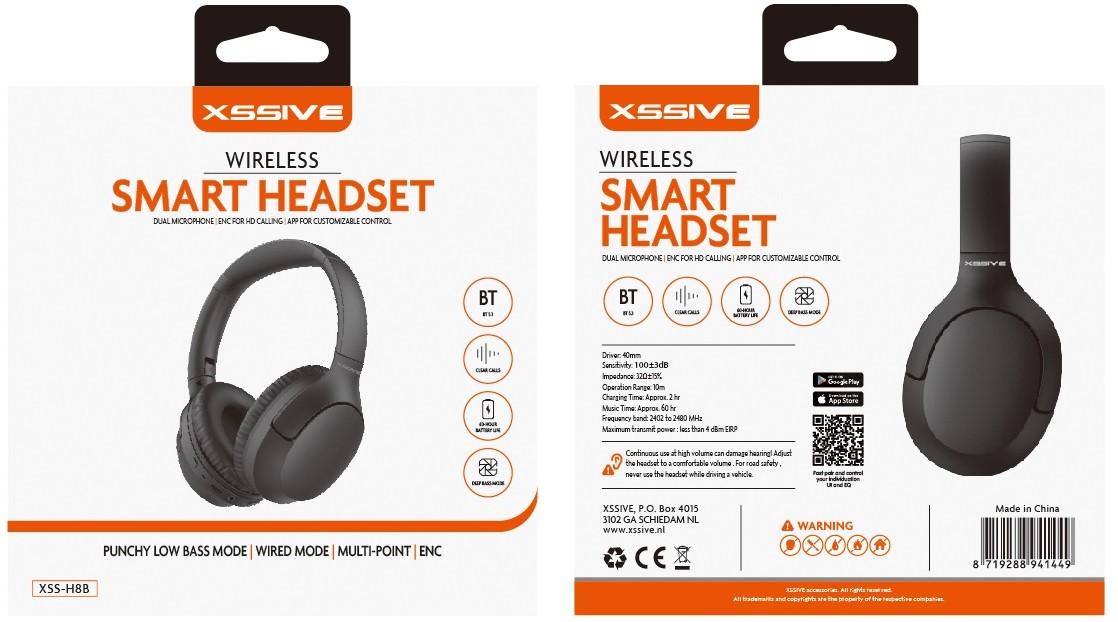 Xssive Wireless Headset XSS-H8B - Zwart | MondiParts B.V.