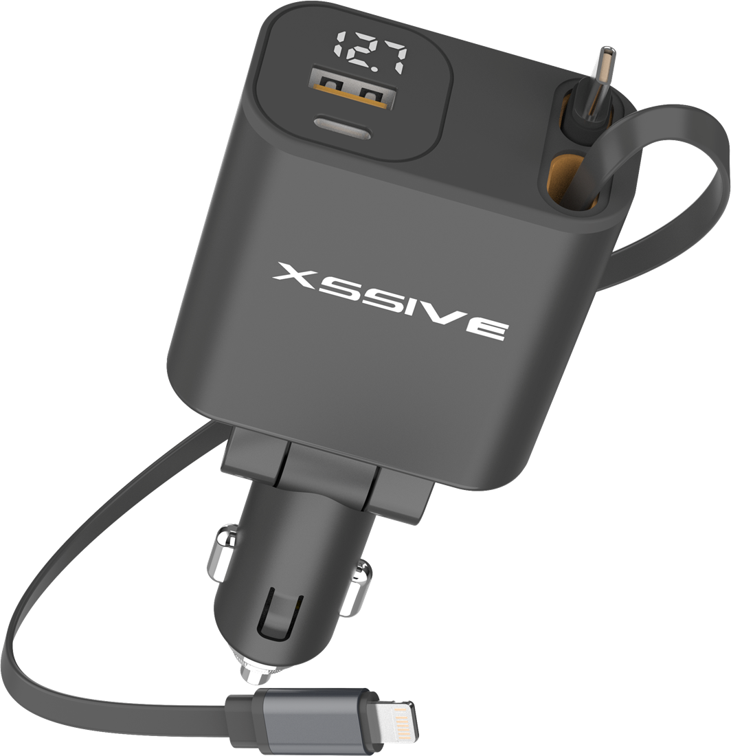 Xssive PD 45W Fast Car Charger with Retractable Cable XSS-CC47 - Zwart ...