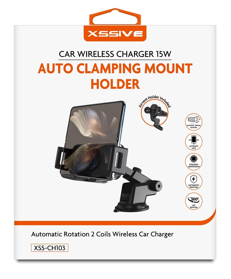 Xssive Auto Clamping Mount Holder with Wireless Charger 15W XSS-CH103 ...