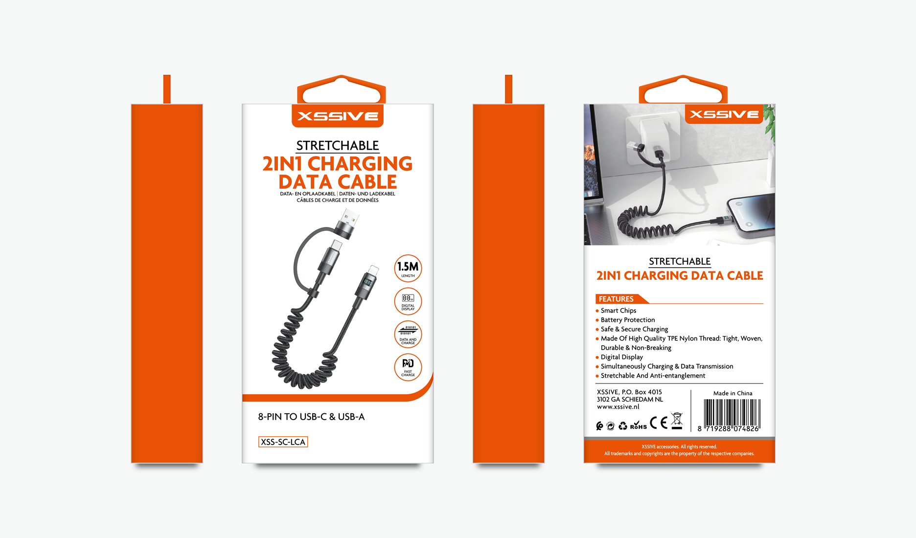 Xssive Stretchable 2in1 Cable XSS-SC-LCA 1.5m | MondiParts B.V.
