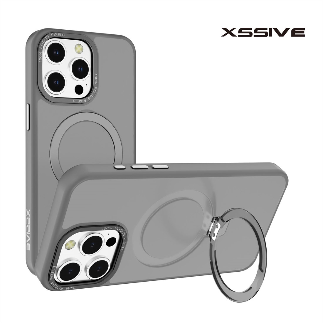 Xssive Back Case voor Magsafe Ronde Stand iPhone 16 Pro - Grijs ...