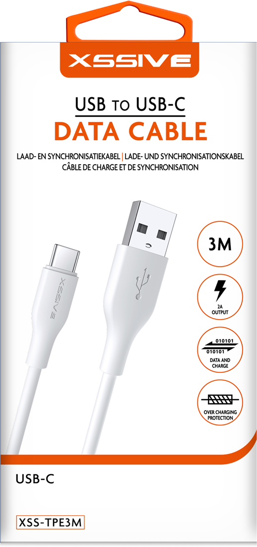Xssive TPE Serie USB to Type-C Cable 3m XSS-TPE3M USB-C - White | MondiParts B.V.