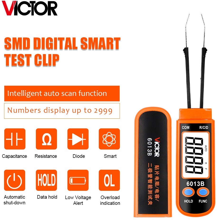 Victor 6013B Resistance Capacitance Diode Intelligent Tweezers Tester ...