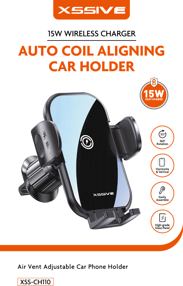 Xssive 15W Wireless Charger Auto Coil Aligning Car Holder XSS-CH110 ...
